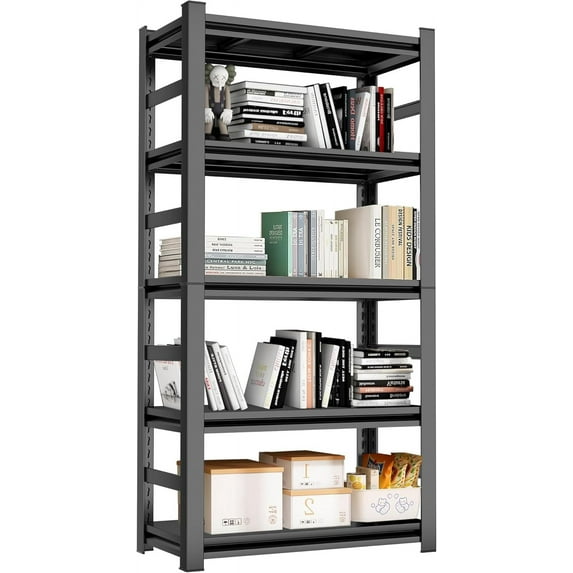 63" H Tall Metal Bookcase - Freestanding, Industrial Modern 5-Tier ...