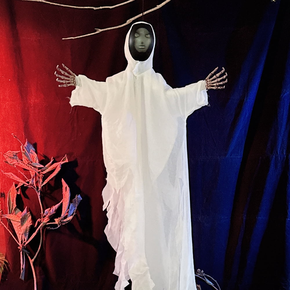 63" Halloween Grim Reaper with Posable Arm,Voice Activated Hanging ...