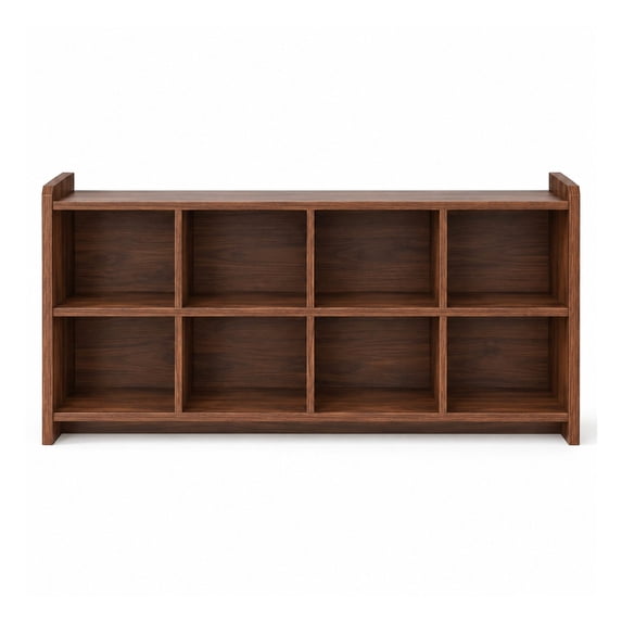 63-Inch 8-Cube Low Storage Organizer, Horizontal Walnut Wood Open ...