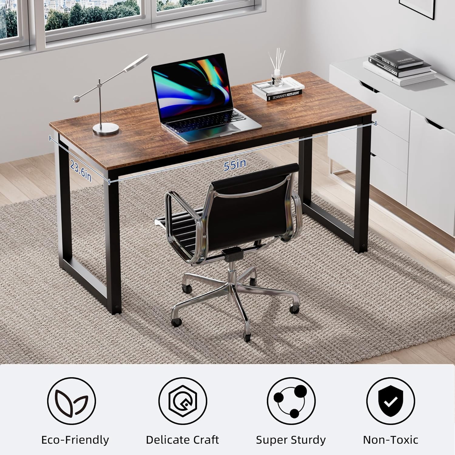 63 Inch Computer Desk, Home & Office PC Laptop Study Writing Table ...