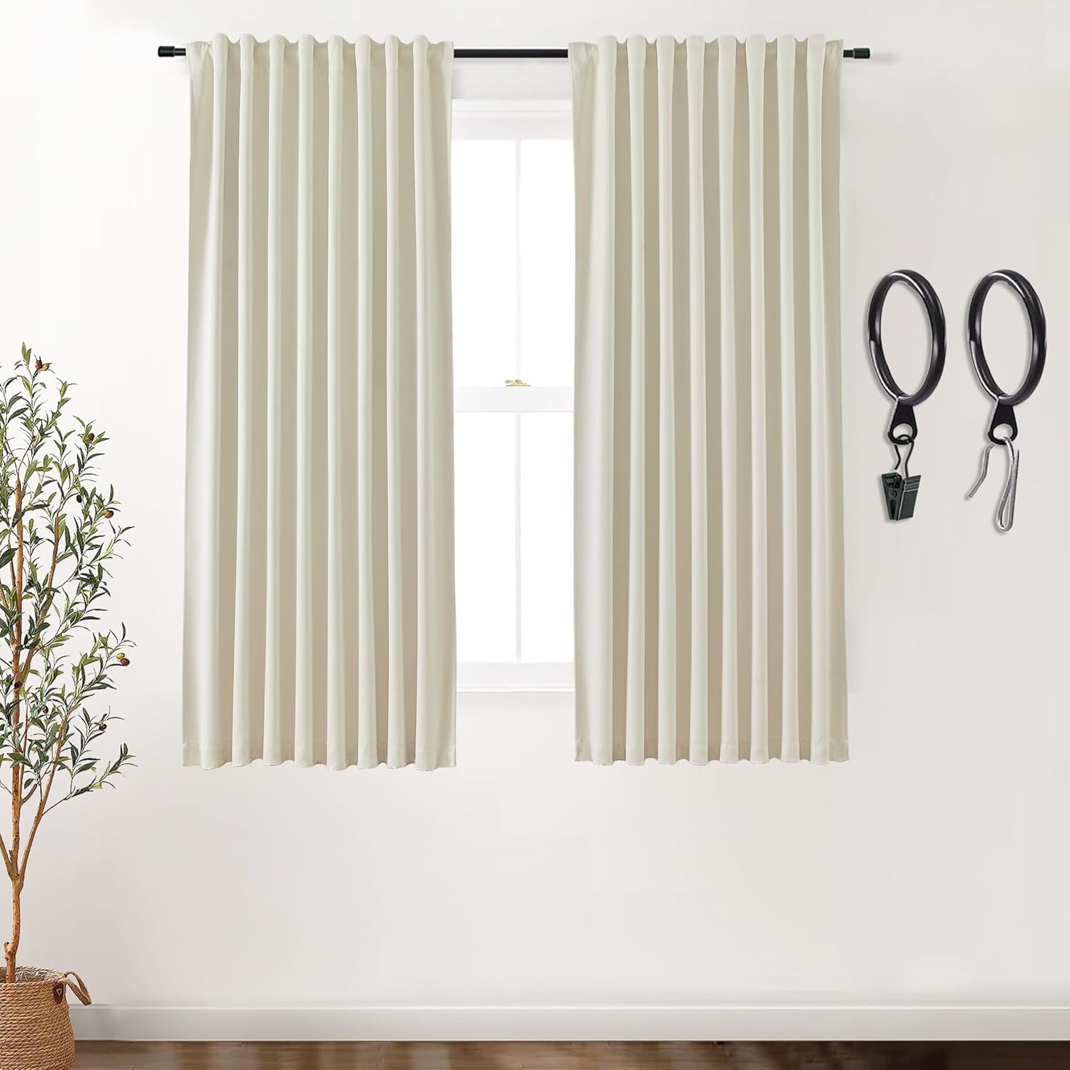 63 Inch Curtains Drapes 63 Inches Long 2 Panel Set 100% Blackout for ...