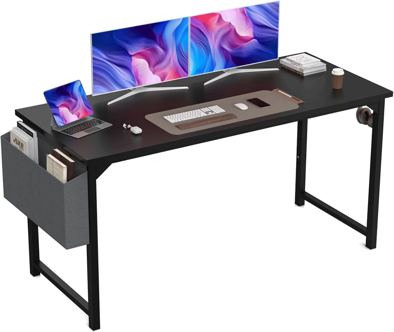 63 Inch Desk Office with Storage, Modern Simple Style Gaming Computer ...