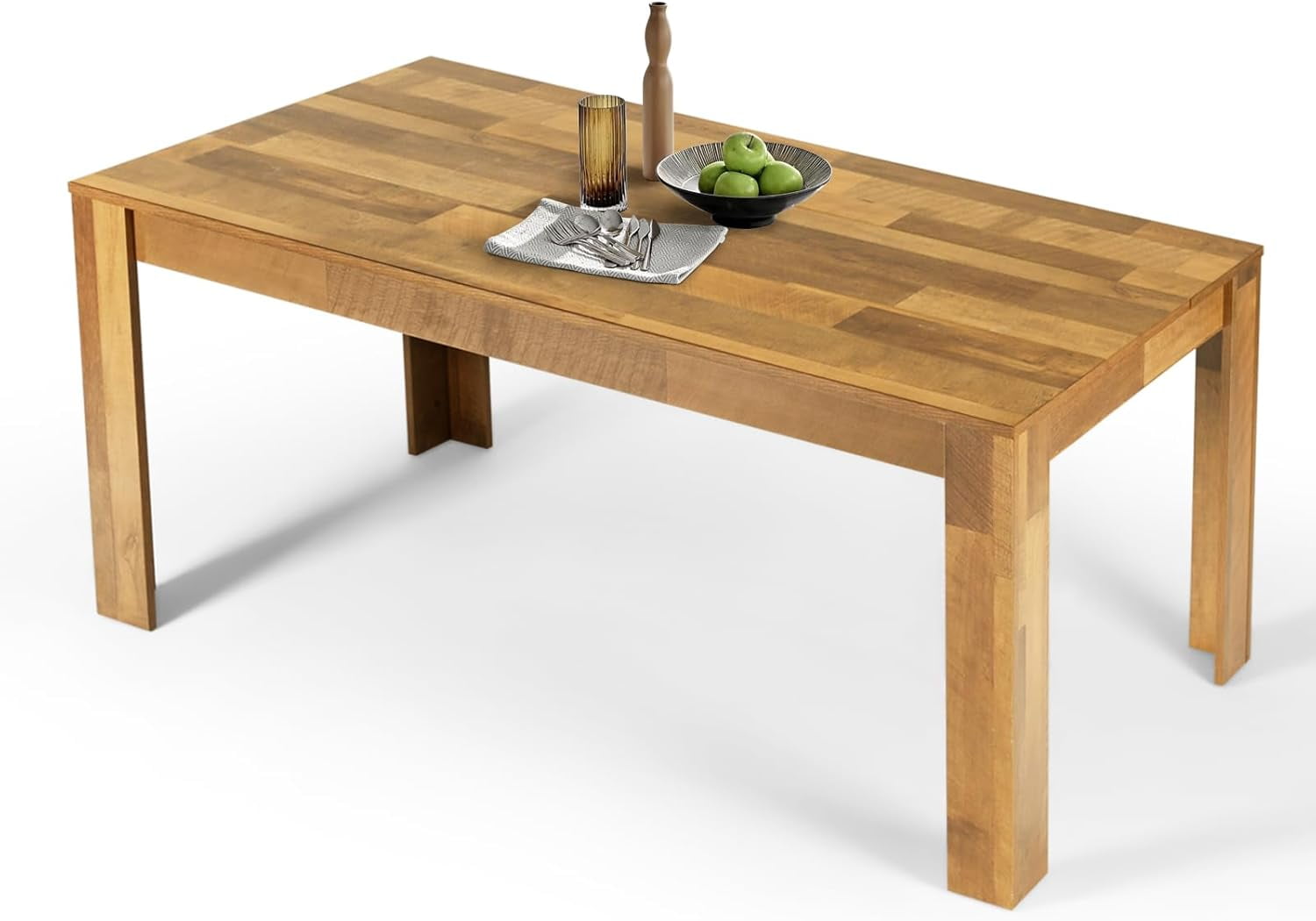 63-Inch Dining Table for 4-6 People, Rectangular Wooden Kitchen Table ...