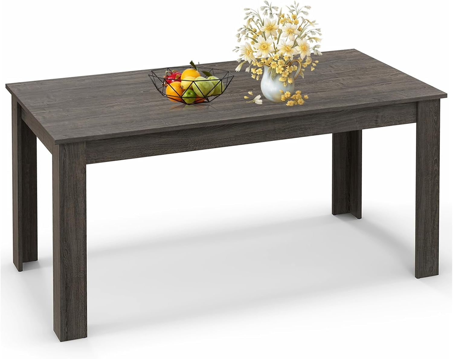 63-Inch Dining Table for 4-6 People, Rectangular Wooden Kitchen Table ...