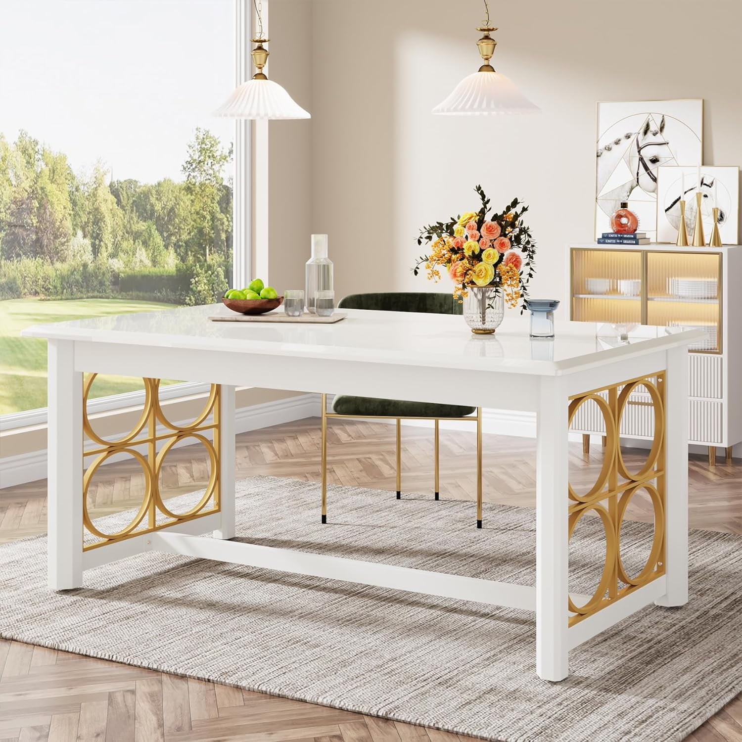 Tribesigns 58 in Rectangle Dining Table, White - Walmart.com