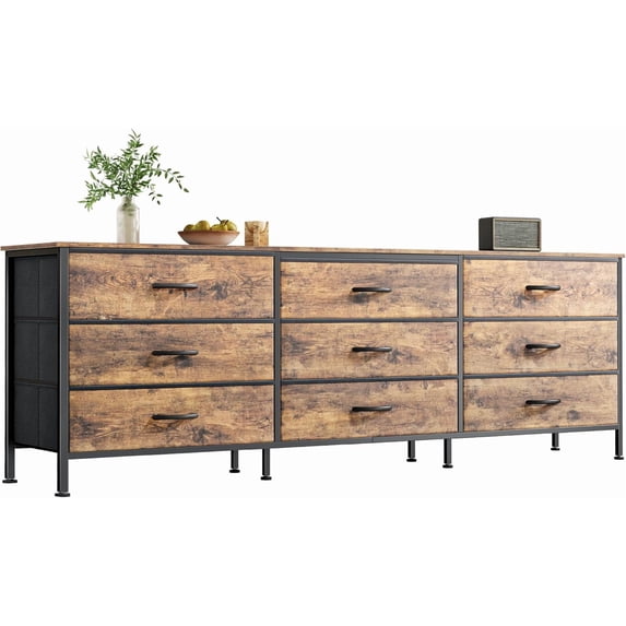 63 Inch Dresser for Bedroom, Dresser for Closet with 9 Fabric Drawers ...