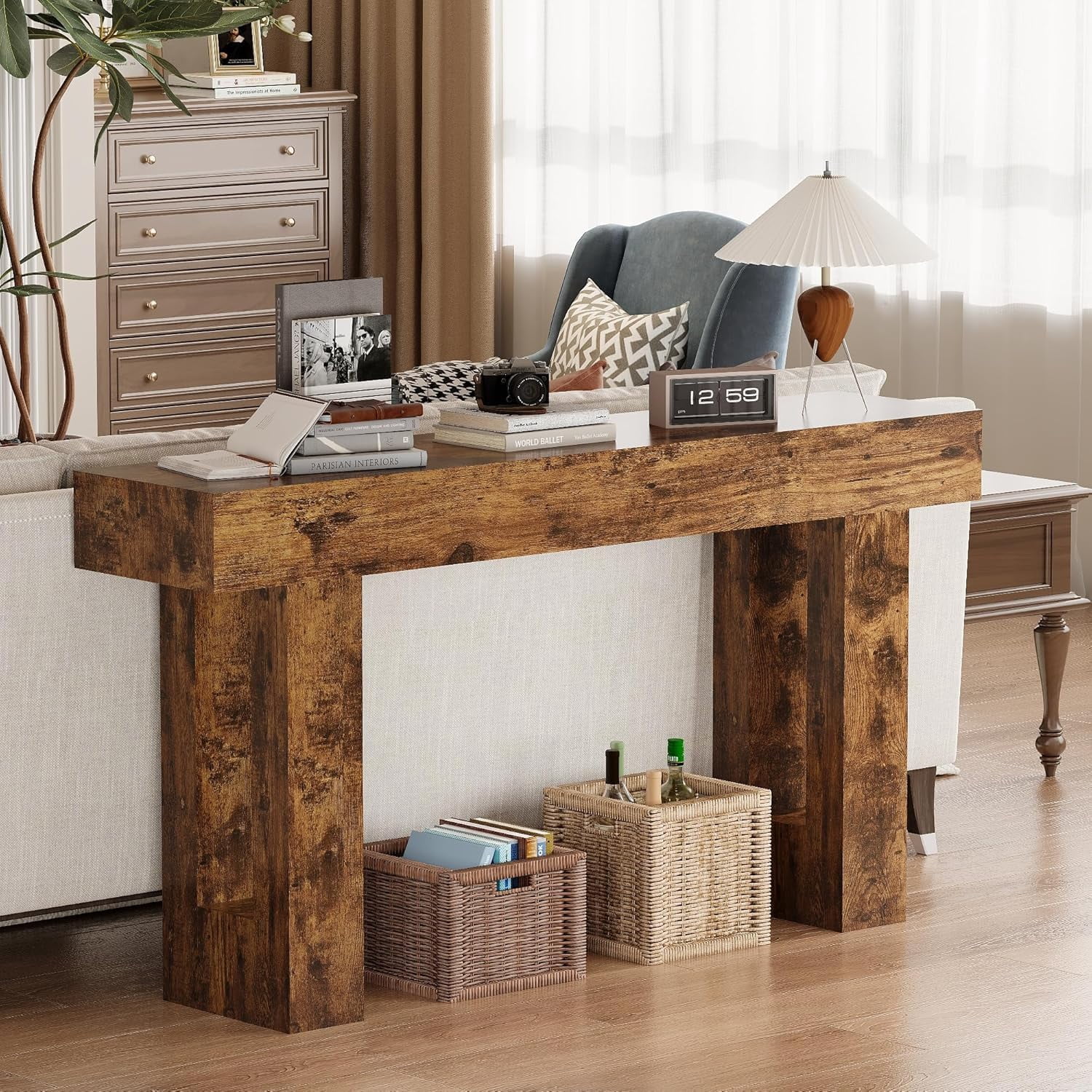63-Inch Entryway Table, Long Narrow Console Table Behind The Couch ...