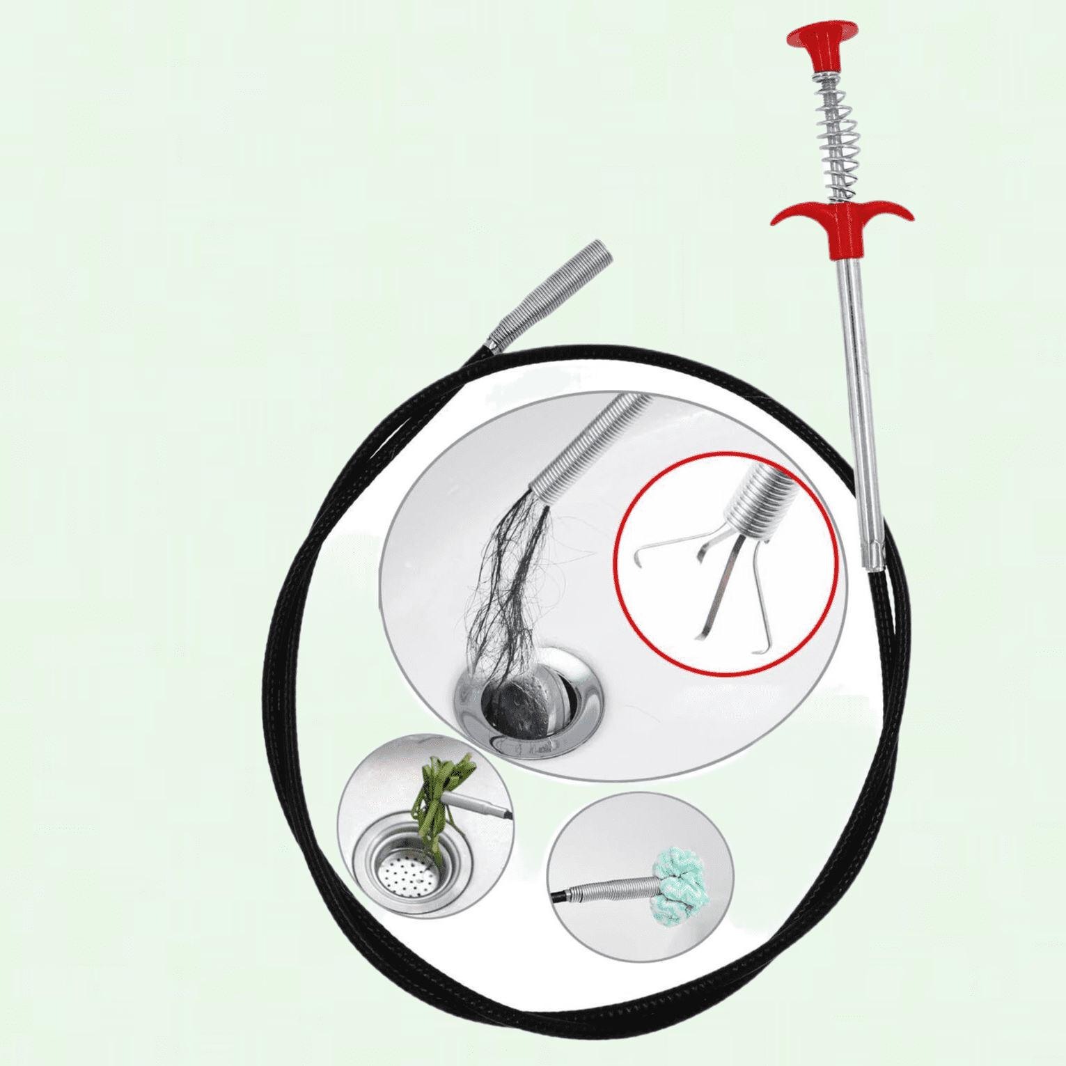 63-Inch Grabable Pick Up Tool, Retractable Claw Stick for Unclogging ...