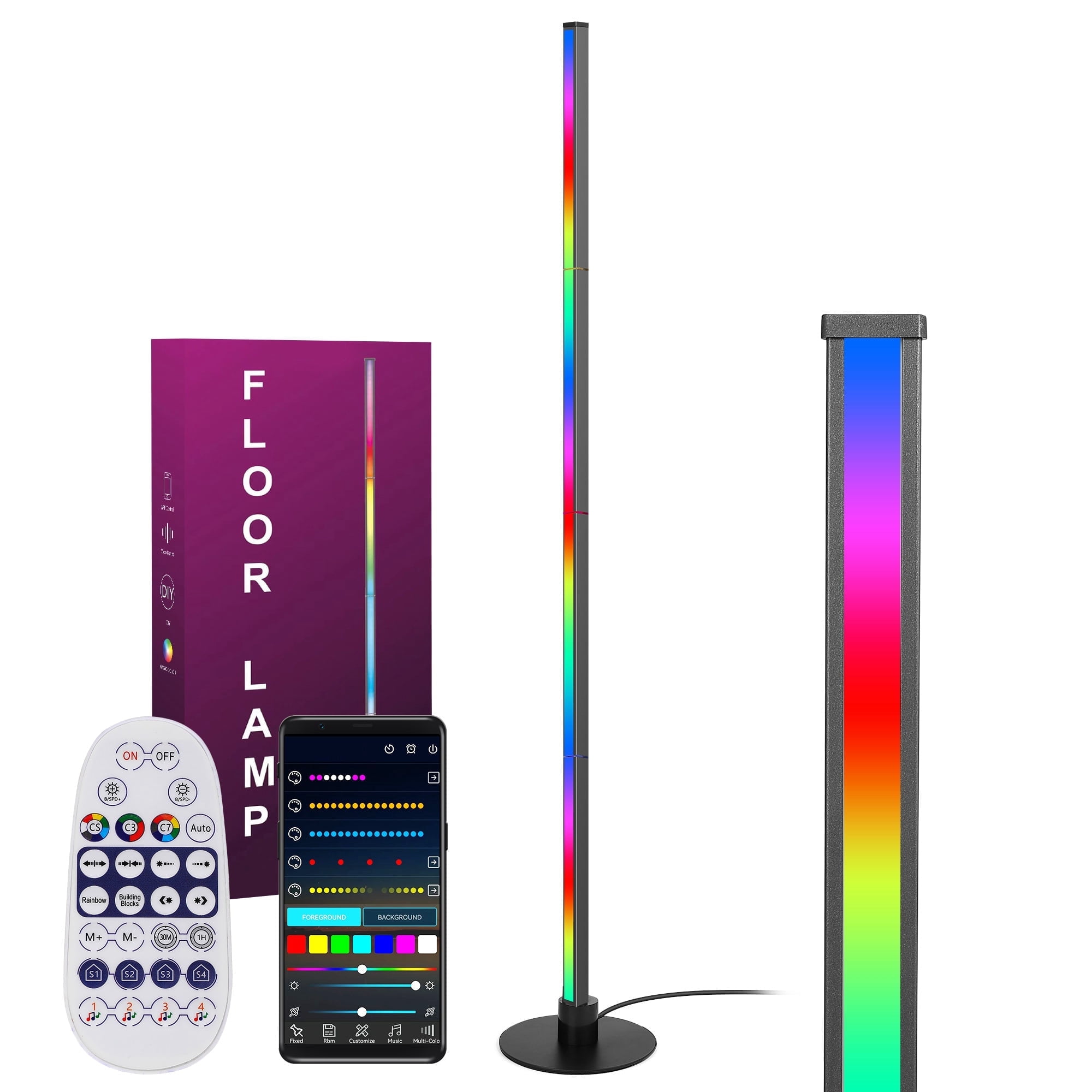 63 Inch LED Floor Lamp,RGB Corner Mood Standing Lamp Color Changing ...