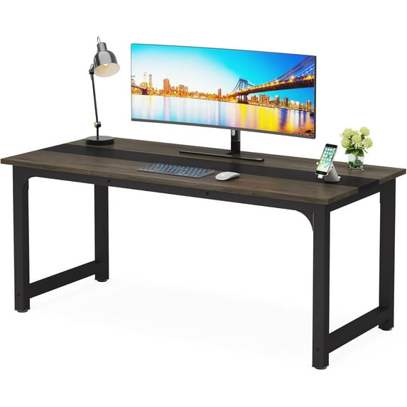 63 Inch Large Executive Office Desk, Simple Computer Workstation with ...