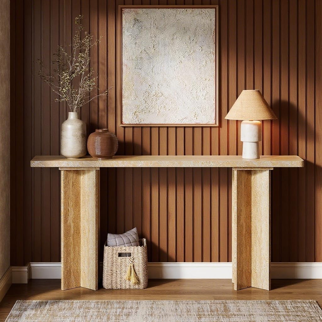 63-Inch Modern Console Entryway Table, Long Sofa Table with Crossed ...