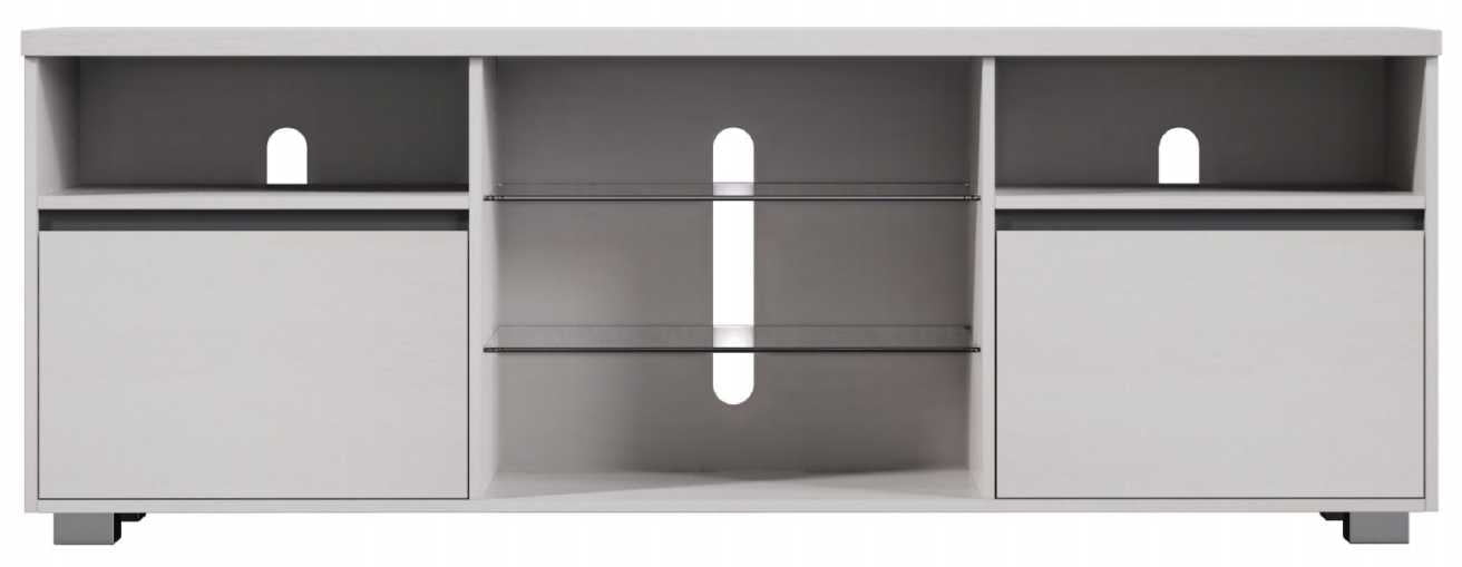 63-Inch Modern TV Stand with LED Lighting & Glass Shelves, 2 Storage ...