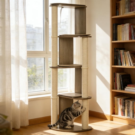 63 Inch Multi-Functional Cat Tree with Litter Box - Includes Removable ...