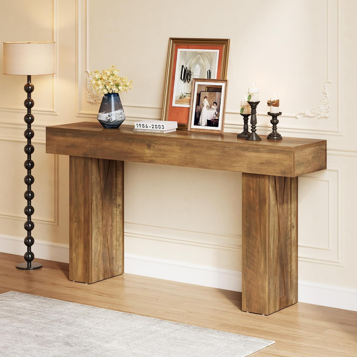 63-Inch Narrow Console Table, Modern Sofa Table for Hallway, Entryway ...