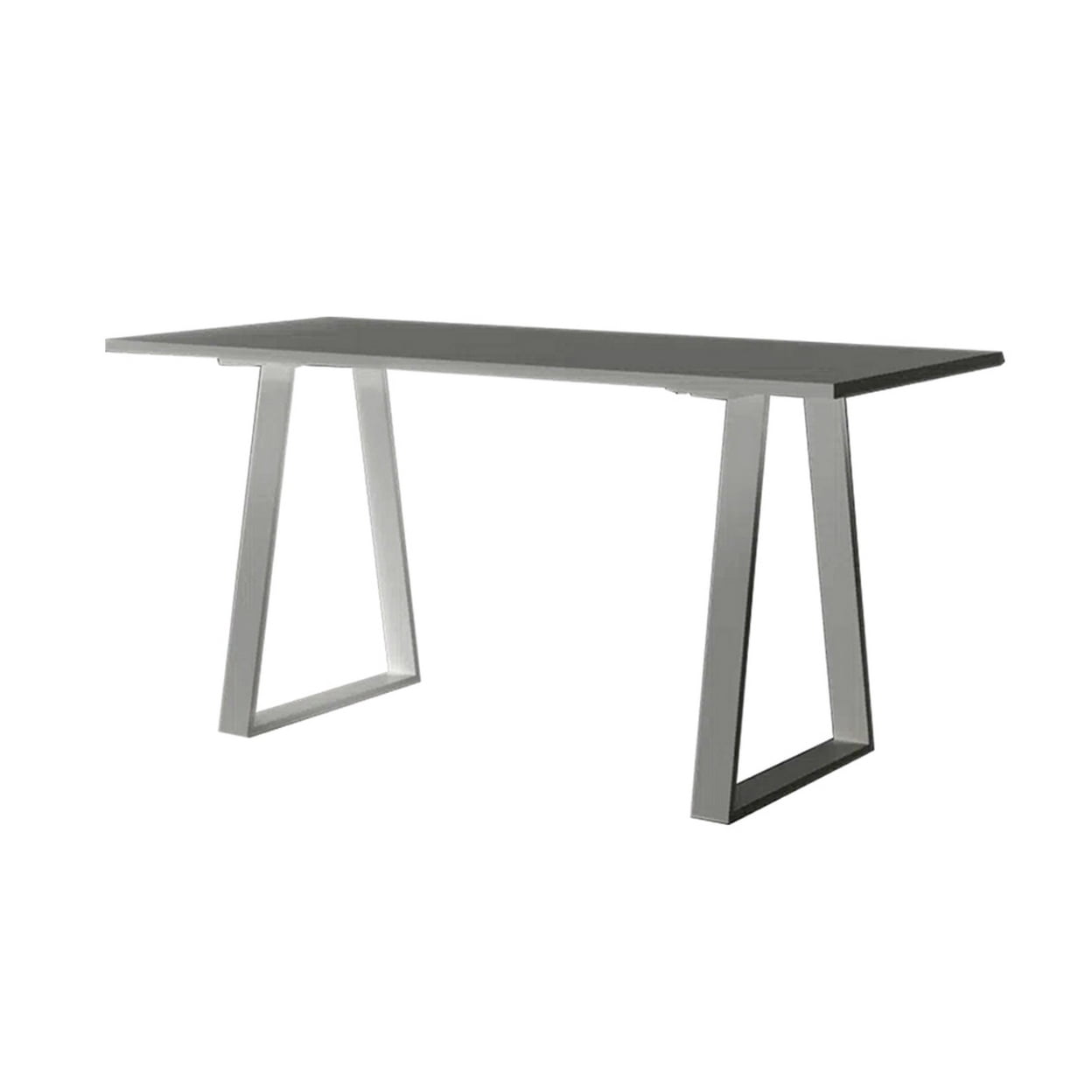 63 Inch Rectangular Office Desk, Metal Sled Base, Gray Lacquer Surface ...
