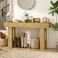 63 Inch Rustic Farmhouse Console Table, Oak MDF Sofa Table with ...
