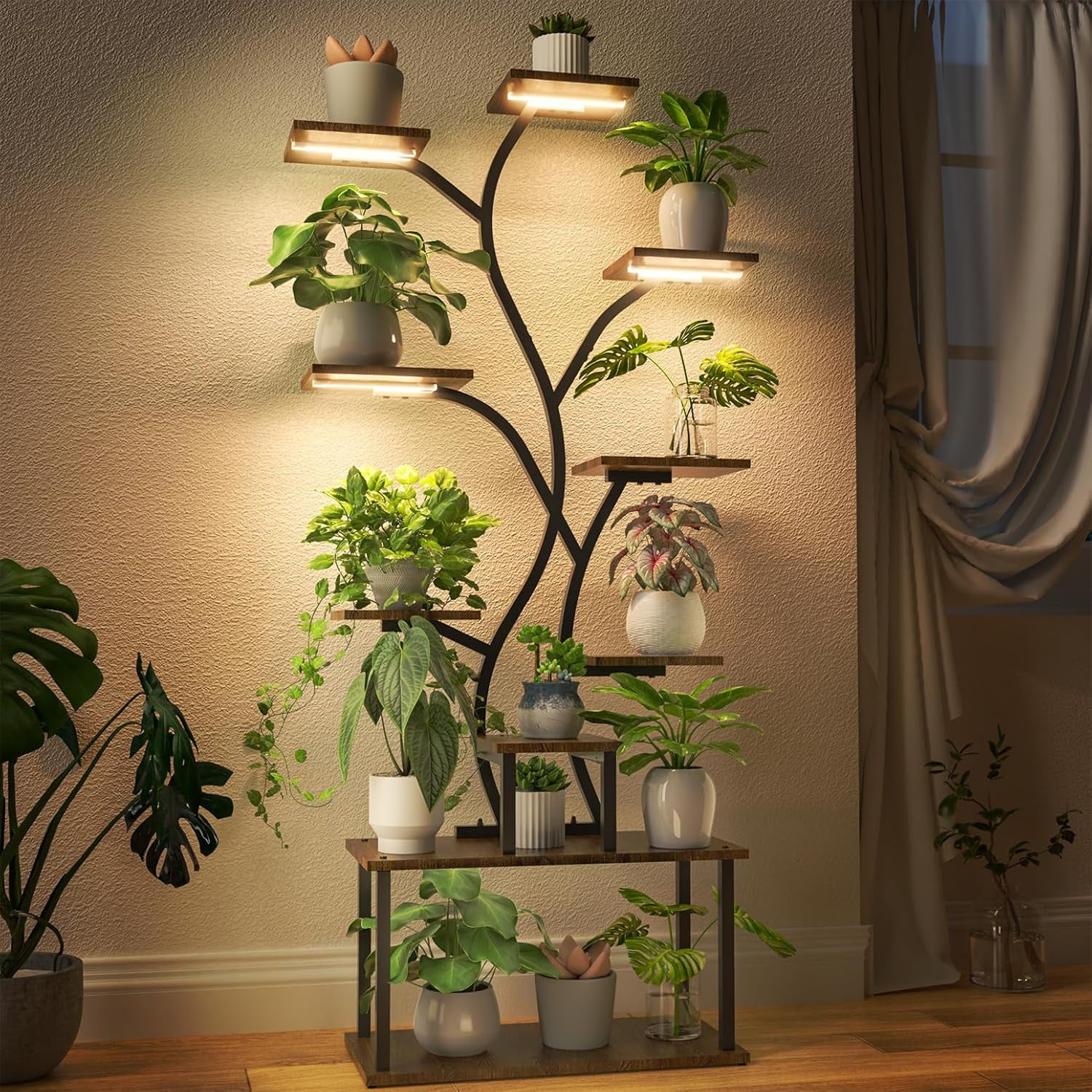63 Inch Stand with Grow Light, 10-Tier Shelf for Indoor , Decor Tree ...
