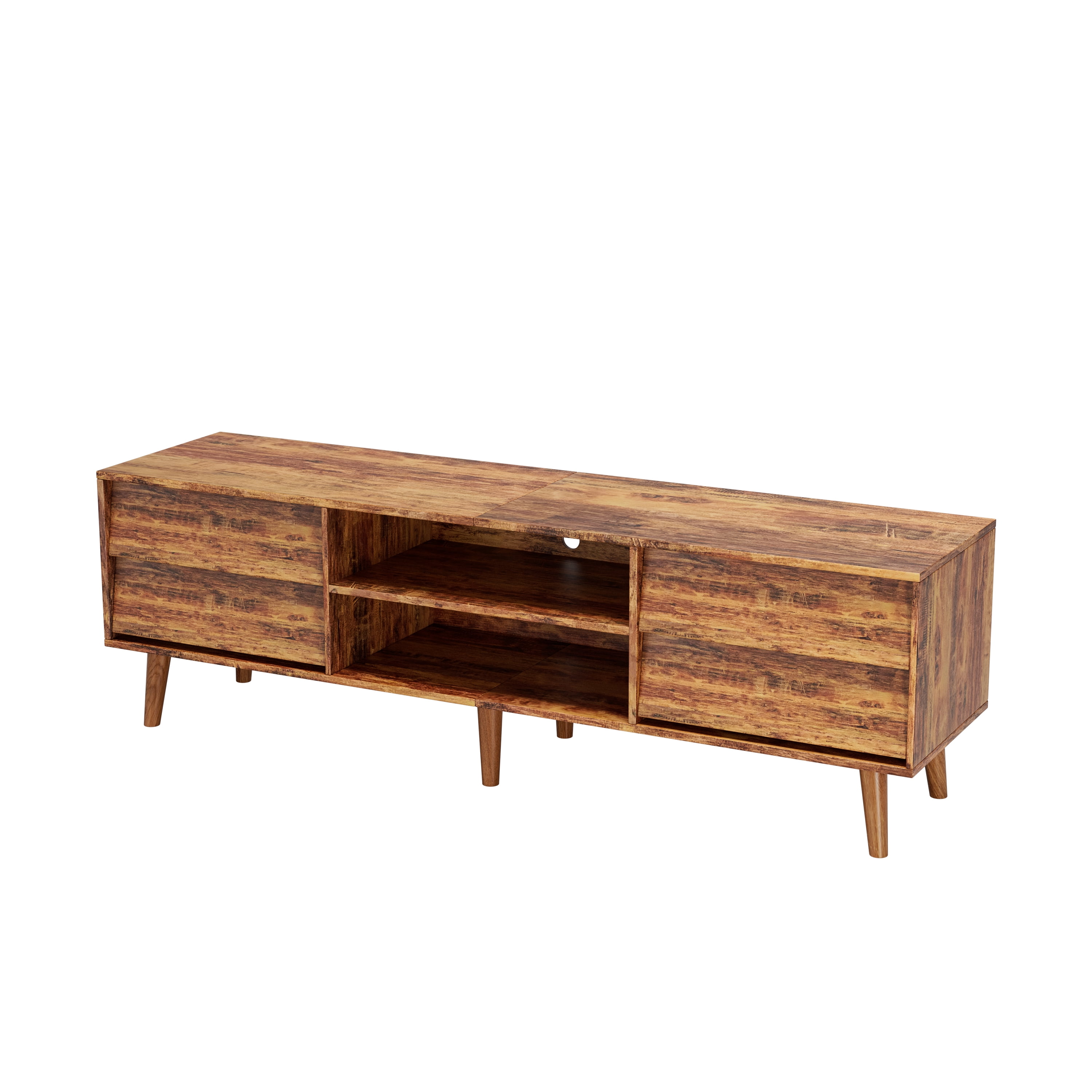 63 Inch TV Cabinet Retro Style TV Sideboard Console Table With 4 Slope ...