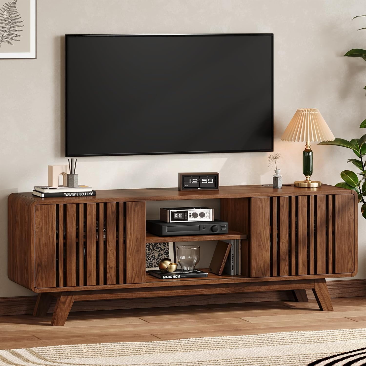 63-Inch TV Stand for TVs up to 75 Inch, Mid-Century Modern Television ...
