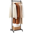 63 Inch Tall Clothes Rack with Wheels, Heavy Duty Metal Garment Rack ...