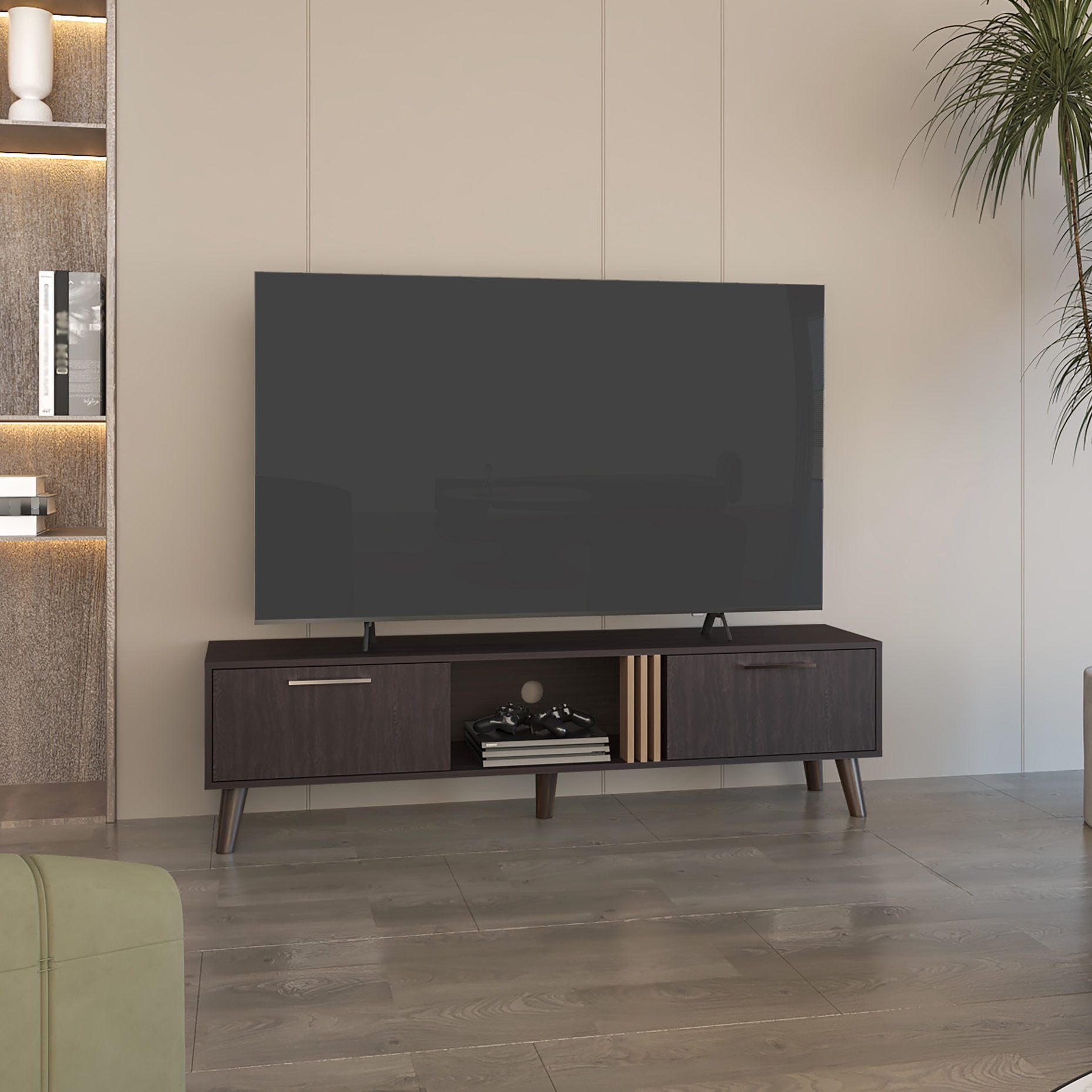 63-Inch Wide Modern TV Stand+Concealed Storage Option"-"Contemporary ...