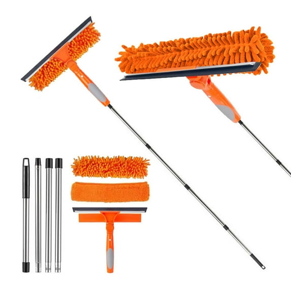 63 Inch Window Squeegee Cleaning Kit - 2-in-1 Tool with Telescopic ...