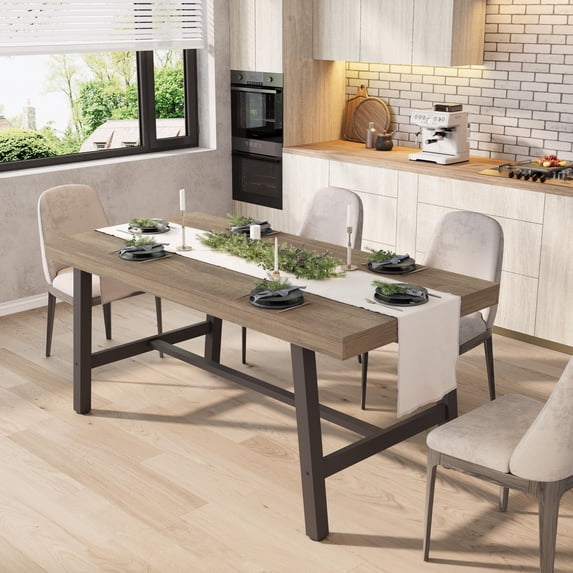 63" Industrial Dining Table for 4-6, Rectangle Kitchen Table with ...