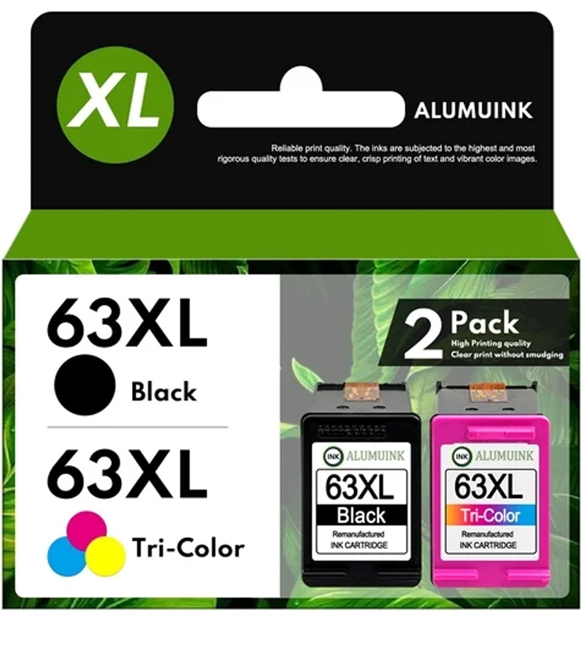 63XL HP 2 Pack Replacement Black/Tri-Color Ink Cartridge for DeskJet ...