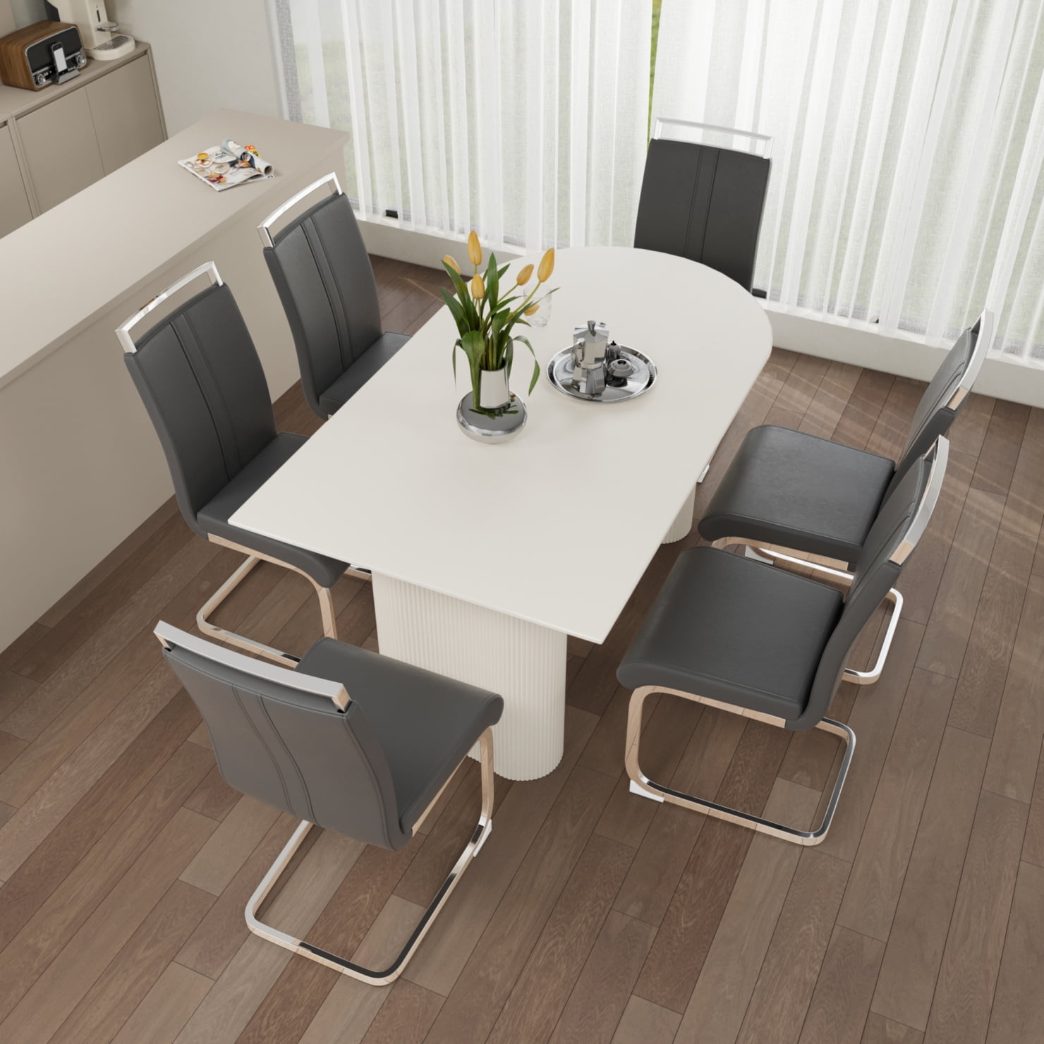 63 "Kitchen Dining Table Set for 6 People, Modern Kitchen Table with 6 ...