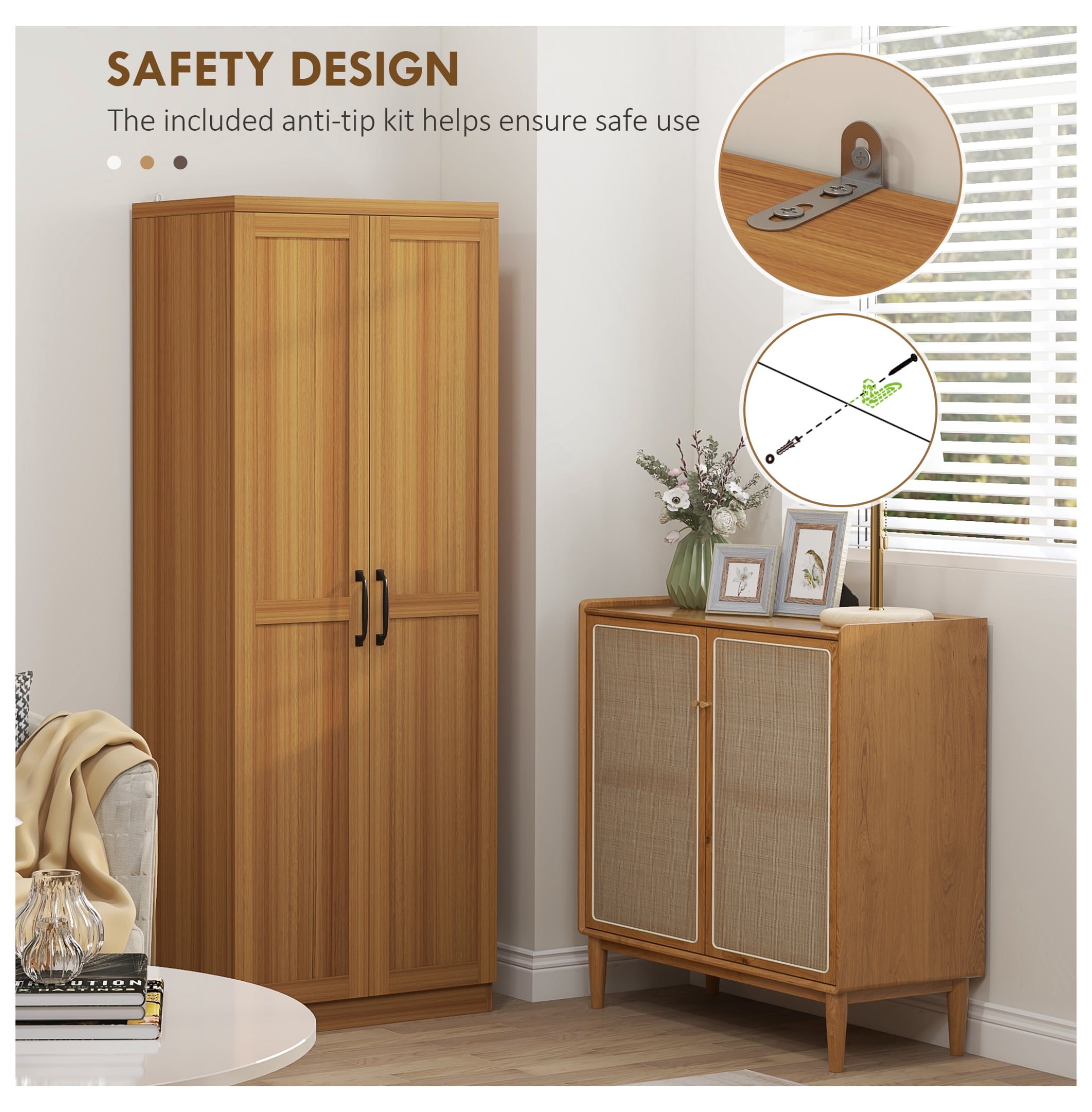 63" Kitchen Pantry Cabinet, Freestanding Storage with Adjustable ...