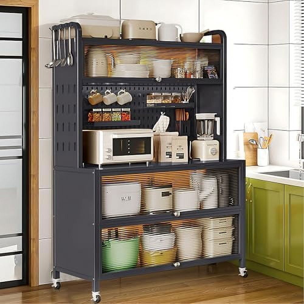 63" Kitchen Storage Cabinet, Bakers Racks for Kitchens with Acrylic ...