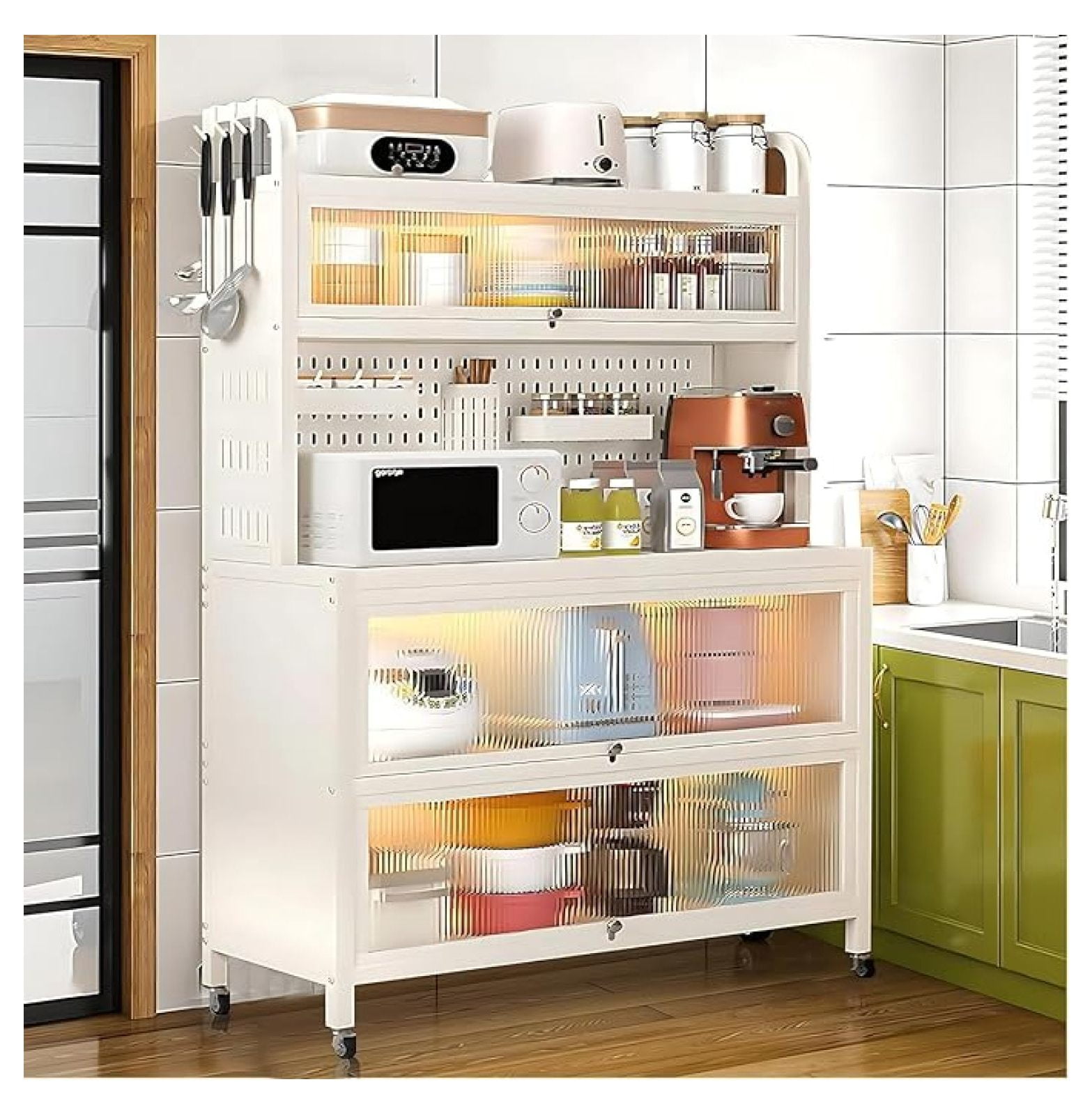 63" Kitchens Storage Cabinets, 5 Tier Bakers Racks for Kitchens with ...