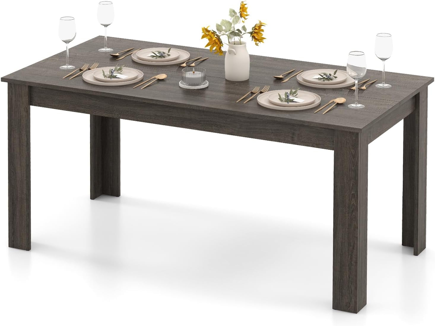 63“ Large Dining Table for 4-6 People, Rectangular Dining Room Table ...