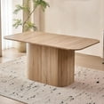 63" Large Dining Table for 4 6 Person, [Rounded Corners] [Wood Strip ...