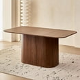 63" Large Dining Table for 4 6 Person, [Rounded Corners] [Wood Strip ...