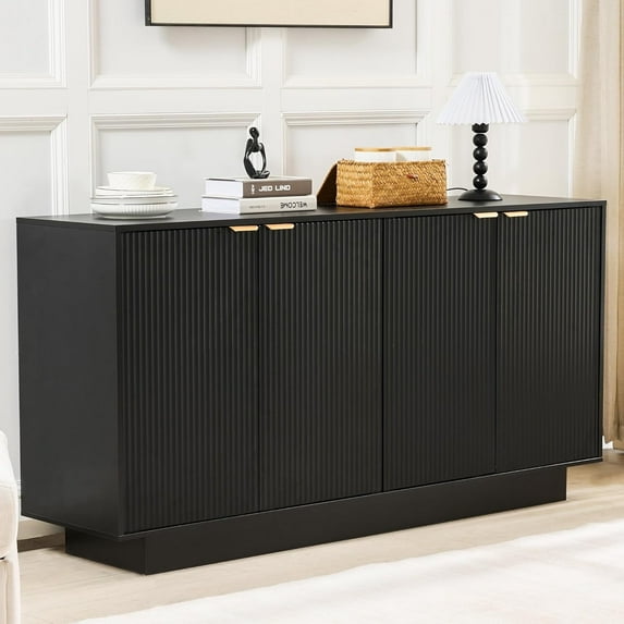 63''Large Fluted Sideboard Buffet Cabinet, Modern Buffet Table Coffee ...