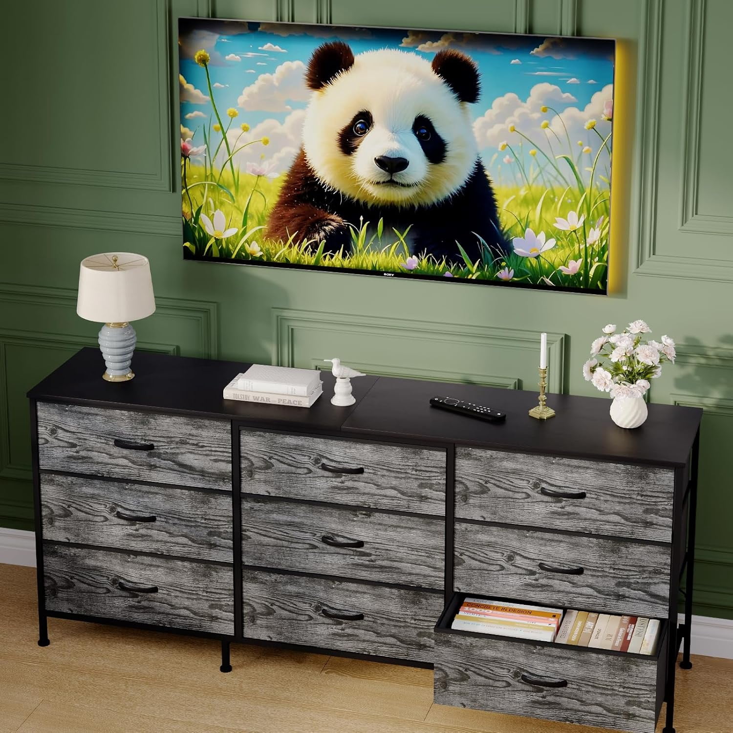 63" Large Storage Chest for Bedroom Closet, Dresser TV Stand with 9 ...