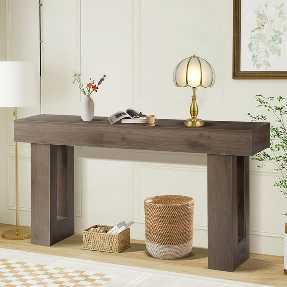 63" Long Console Table, Farmhouse Sofa Table Behind Couch, Wooden Entry ...