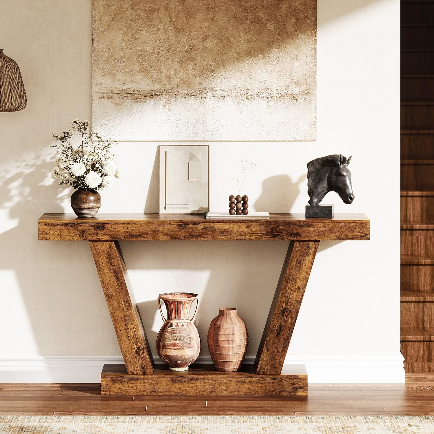 63" Long Console Table, Wooden Sofa Narrow Entryway Table for Hallway ...