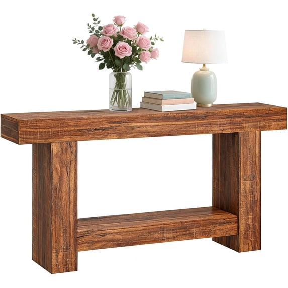 63" Long Entryway Console Table, Sofa Table Behind Couch with Storage ...