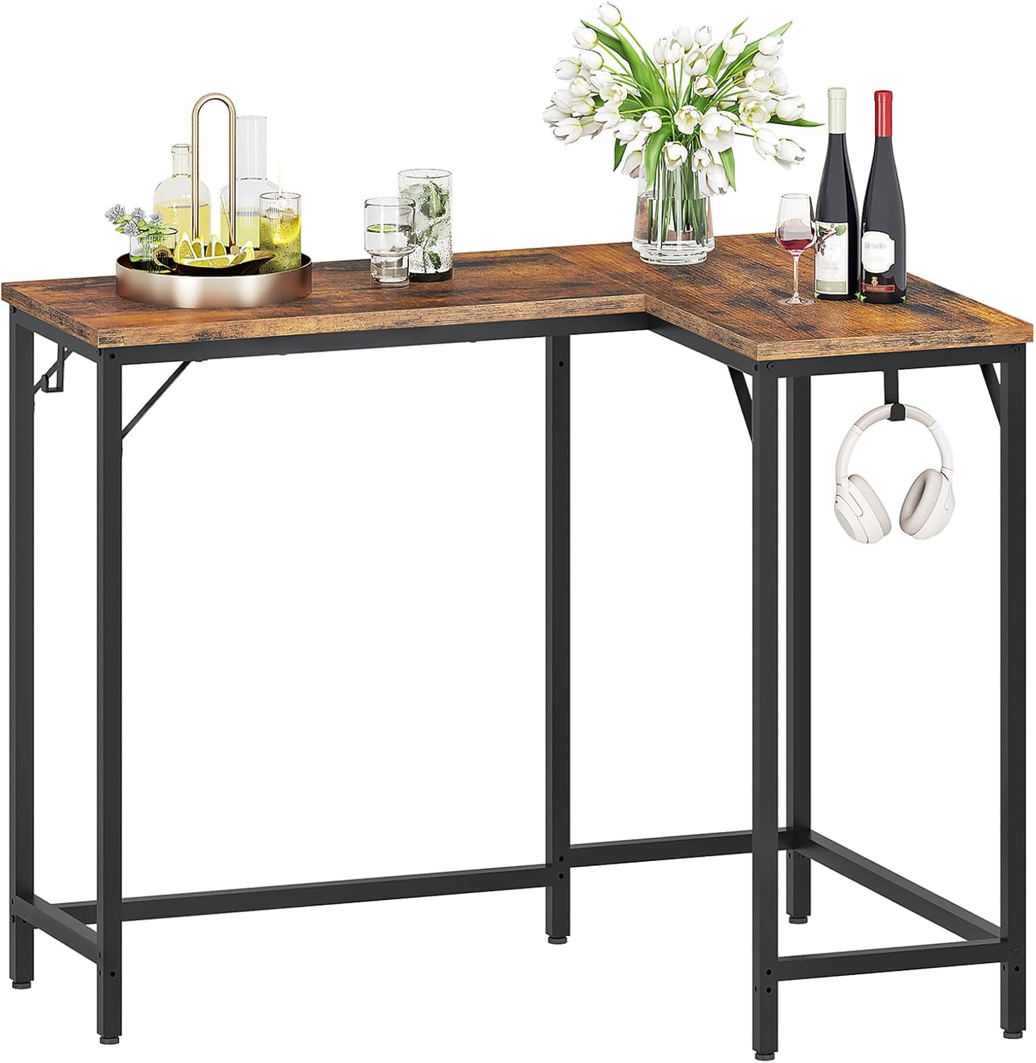 63" Long Narrow Bar Table, Rectangular or L-Shaped Assembly Counter ...