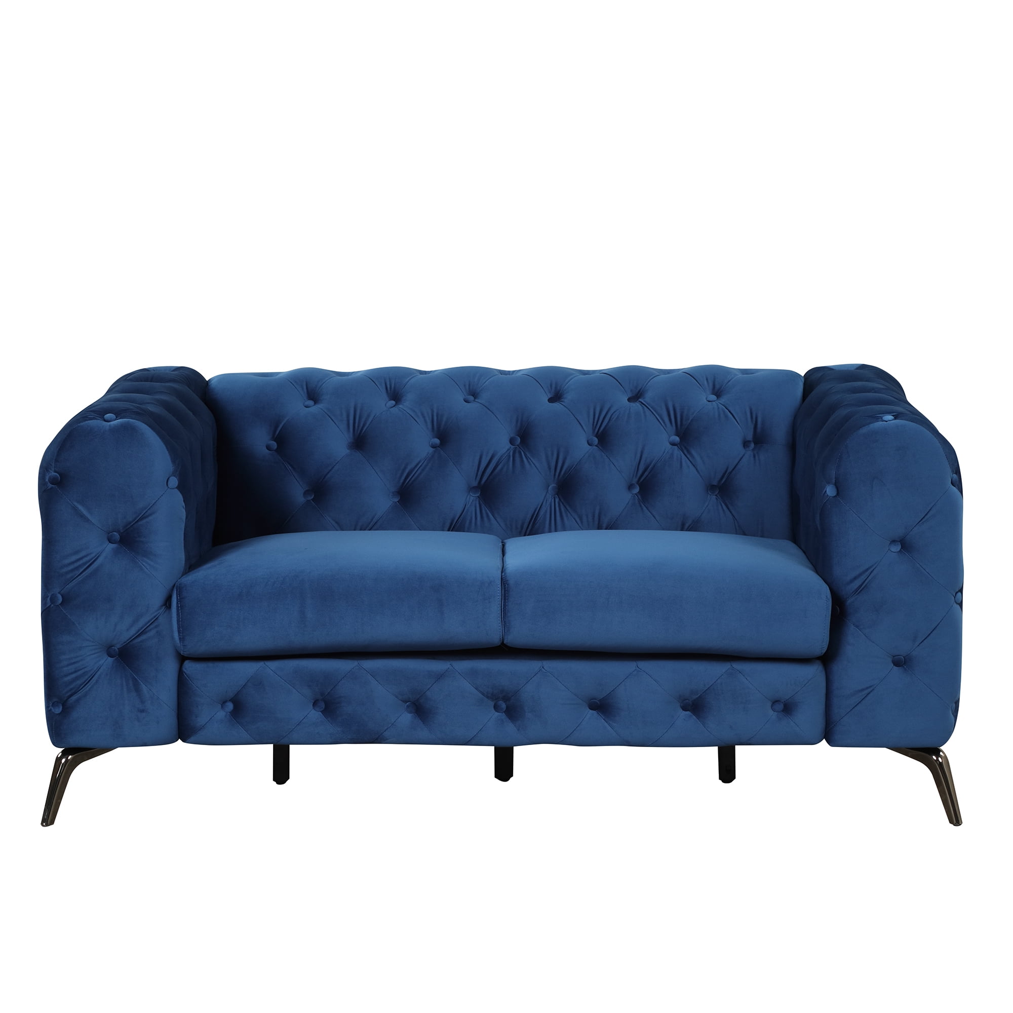 63" Loveseat Sofa, Modern Velvet Upholstered Loveseat Sofa with Button ...