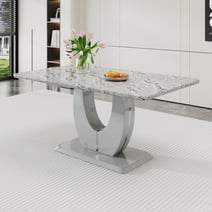 Camila Rectangle Gray Marble Top Dining Table - Walmart.com