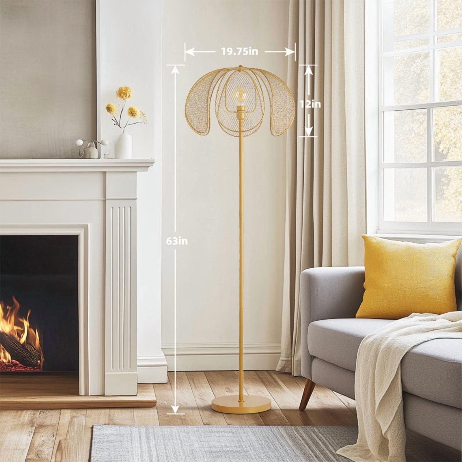 63'' Metal Petal Aesthetic Floor Lamp, Gold Tall Decorative Girls Lamps ...