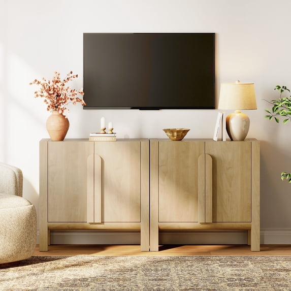 63" Mid-Century Modern TV Stand with Storage, Entertainment Center with ...