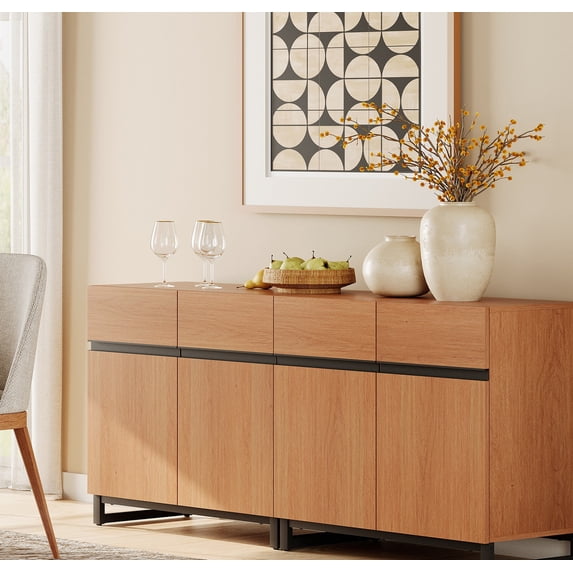 63"Modern 2-in-1 Multifunctional Sideboard Buffet with Adjustable Shelf ...