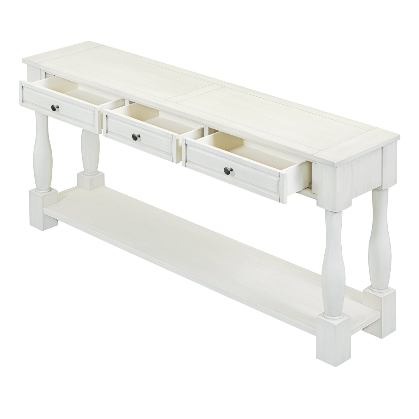 63 "Modern Long Control Table with 3 Drawers and Shelves, Mediterranean ...