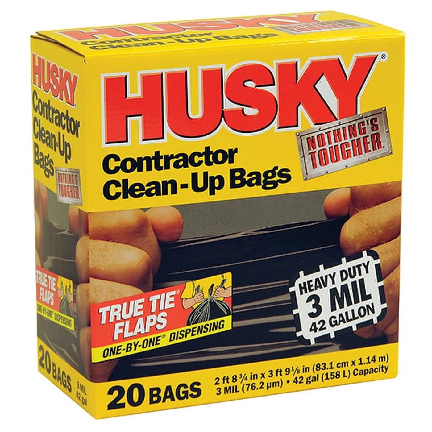 63-Pack of 42 gal Poly - America HK42020B Husky 3-Mil Contractor Trash ...
