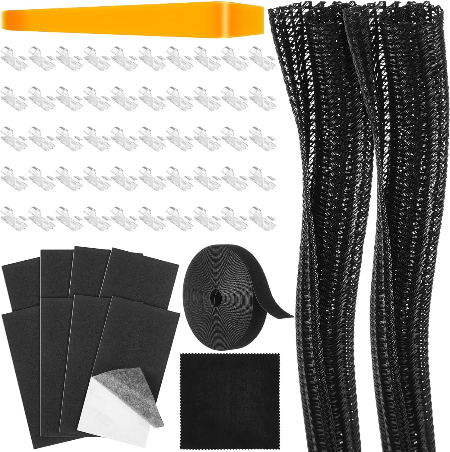 63 Pcs Dash Cam Cable Management Kit 50 Pcs Clips 40" Cable Sleeves 16. ...