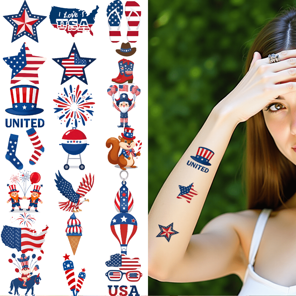 63 Pcs Temporary Tattoos, Waterproof Long Lasting Body Stickers US ...